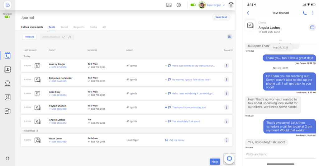 Texts – MightyCall